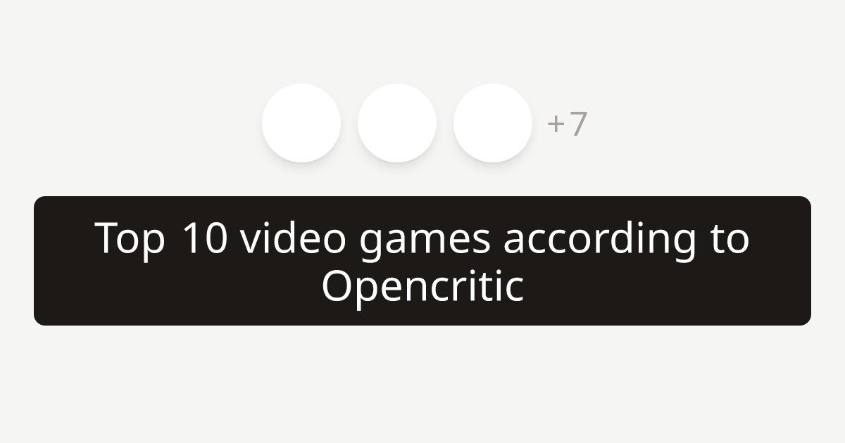 Top 10 video games according to Opencritic